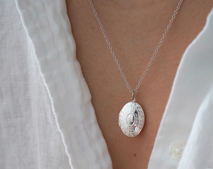 Custom Engraved Locket Personalized Sterling Silver Heart Locket 3/4 ...