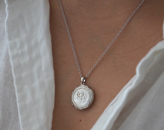 Custom Engraved Locket Personalized Sterling Silver Heart Locket 3/4 ...