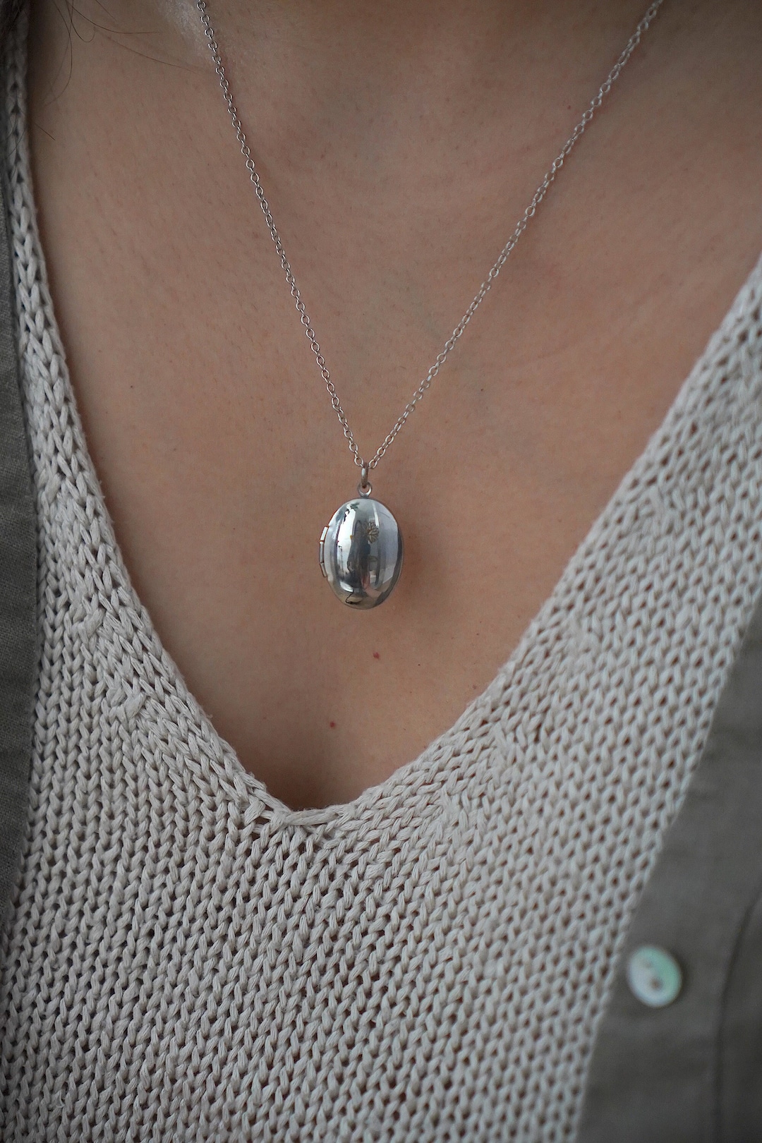 Silver Plated Oval Locket With Photo - Personalized Jewelry - Custom ...