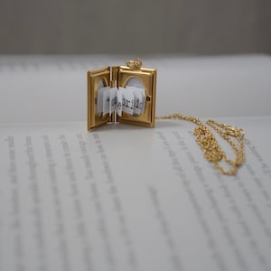 Gold Locket Necklace - Book Locket Necklace - Book Lover Gift ...