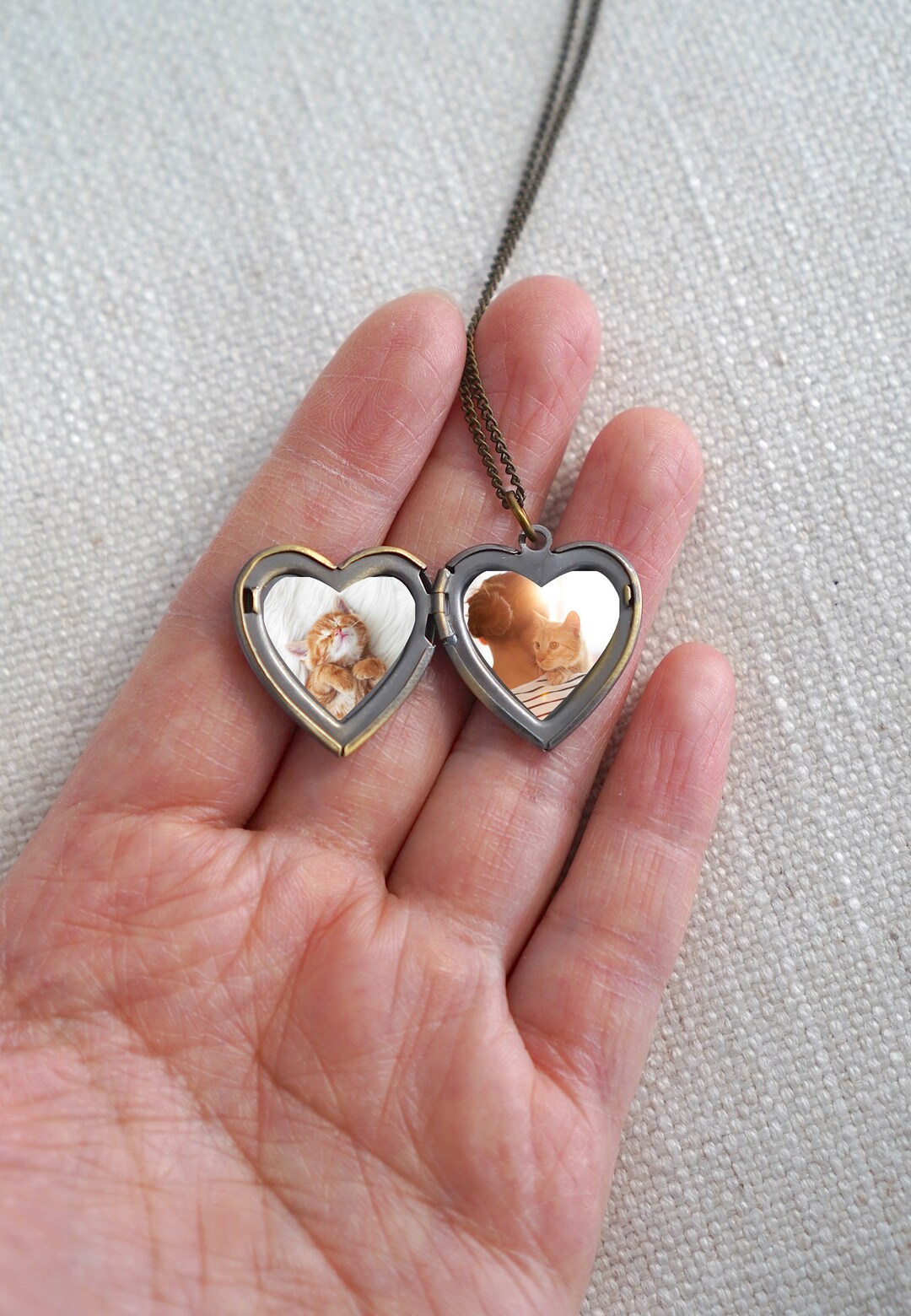 Pet Locket Necklace - Cat Locket With Photos - Cat Necklace for Women ...