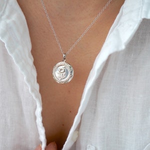 Silver Floral Locket Necklace With Photos- Personalized Engraved Locket ...