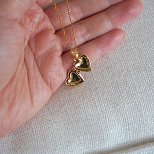 18k Gold Plated Heart Locket - Dainty Heart Locket With Photos - Locket ...