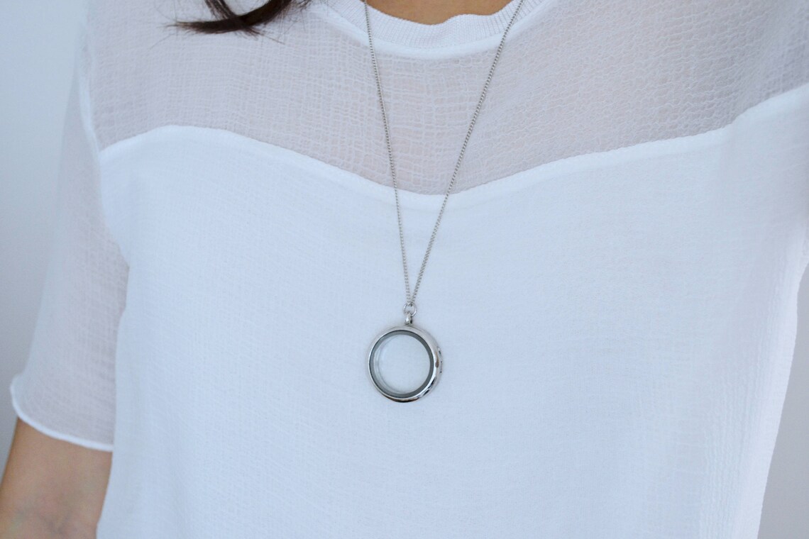 Custom Floating Glass Locket Necklace, Keepsake Jewelry, Meaningful ...