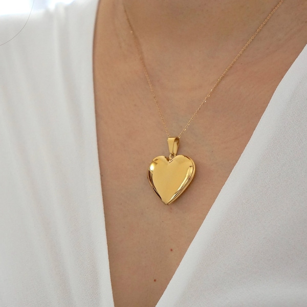 Large Gold Heart Photo Locket - Etsy