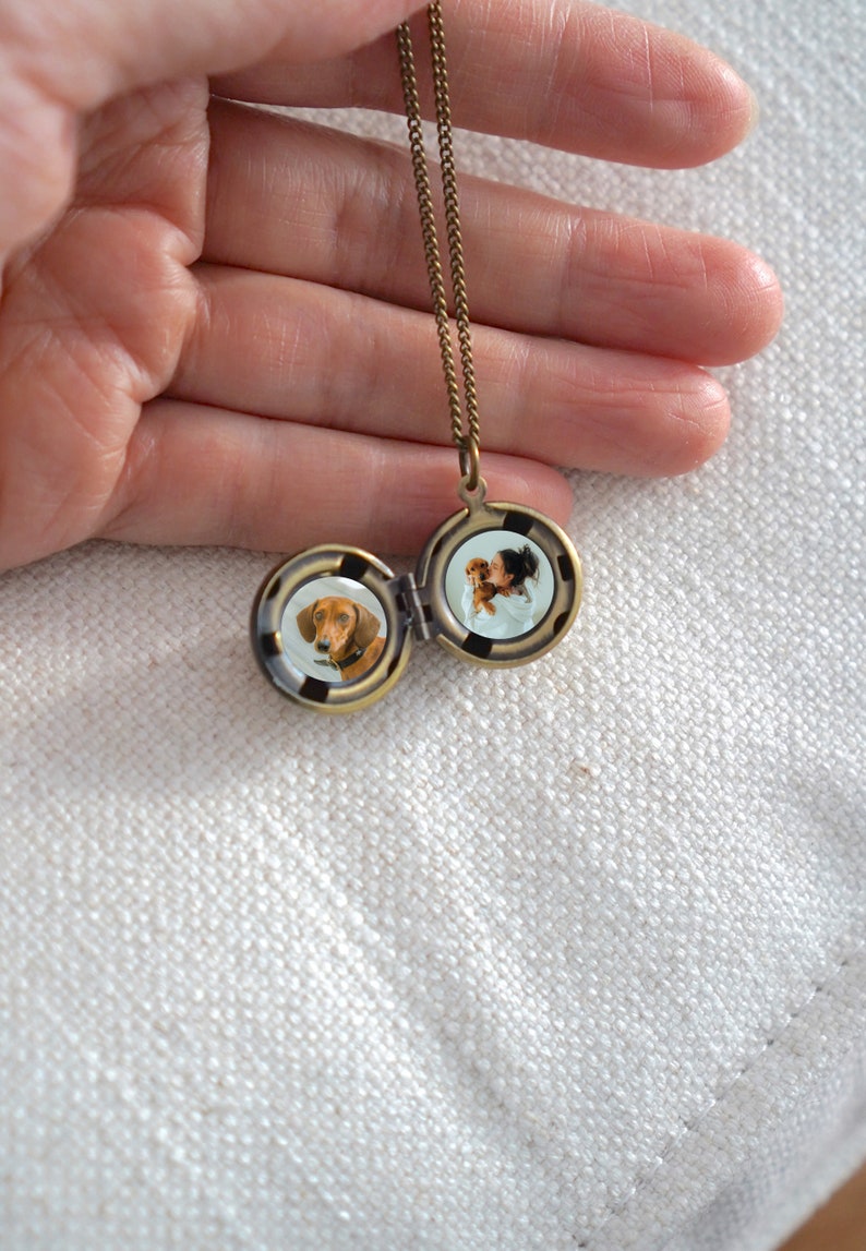 Round Antique Bronze Locket With Photo - Ball Locket Necklace ...