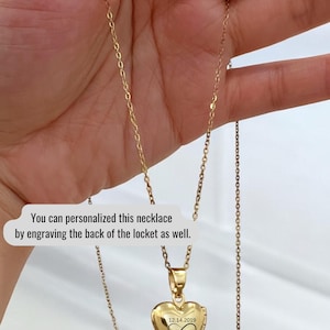 18k Gold Plated Heart Locket - Dainty Heart Locket With Photos - Locket ...