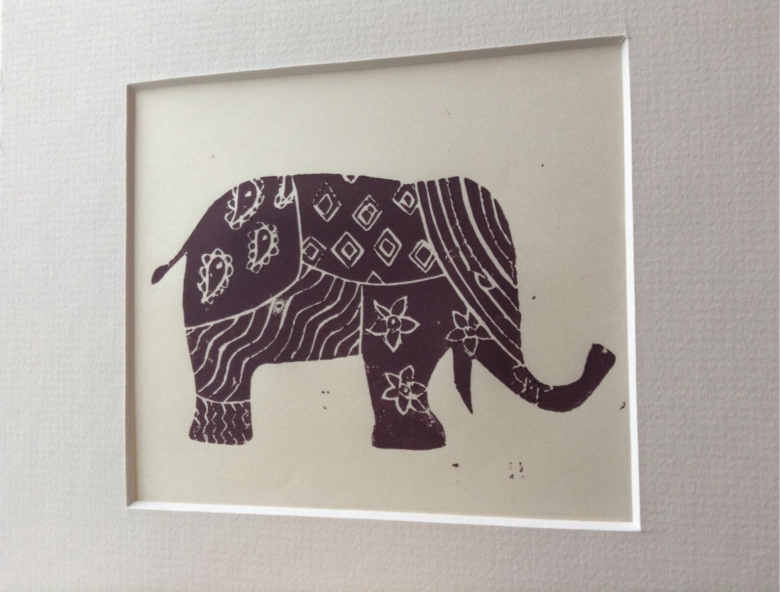 Linocut Elephant Print - Etsy