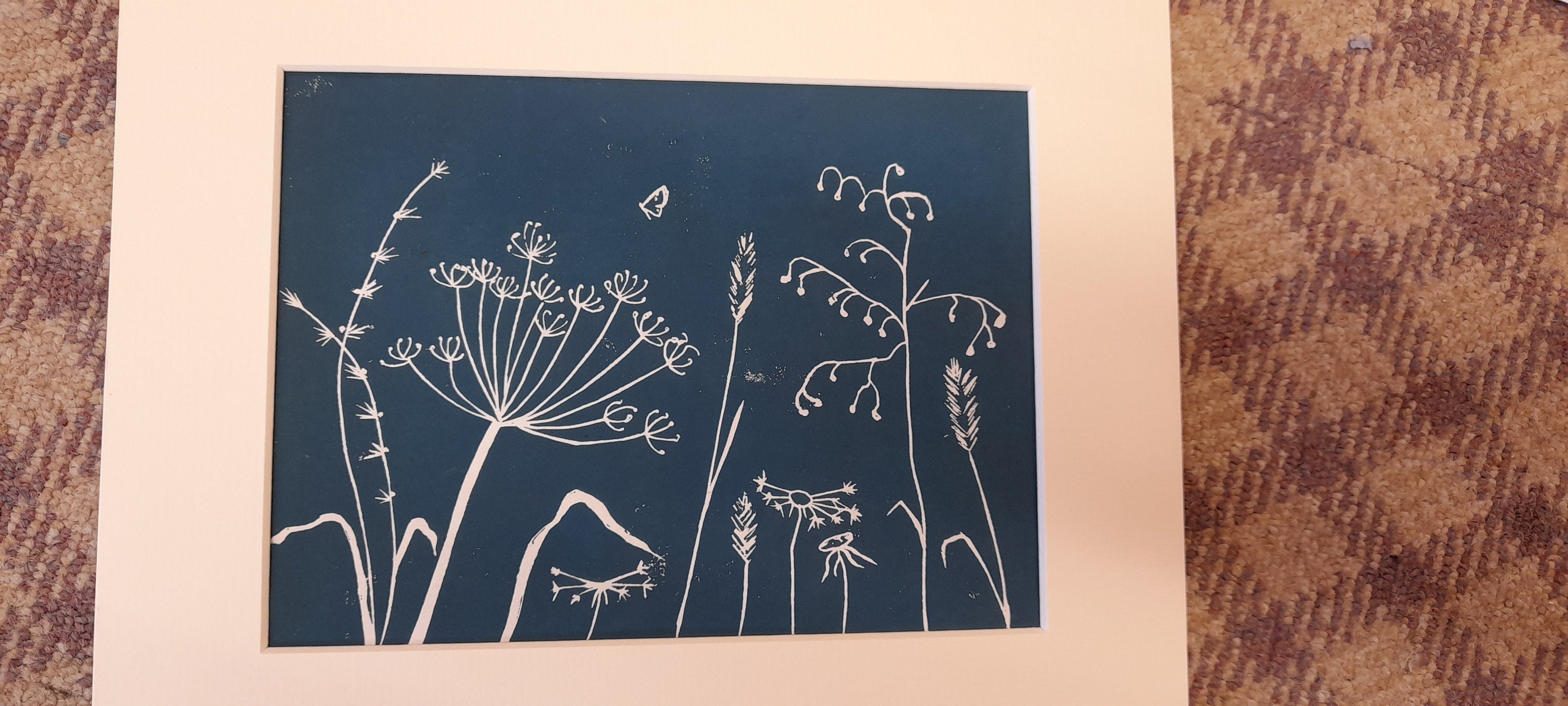 Seedheads Linocut Print - Etsy