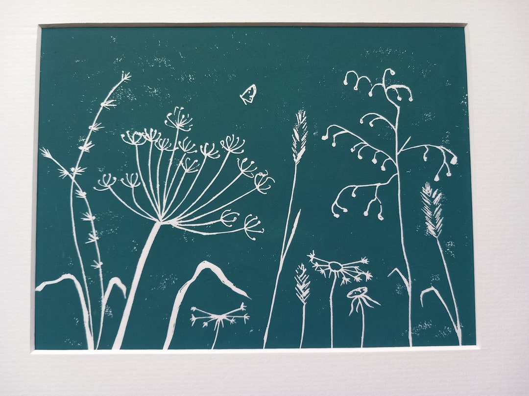 Seedheads Linocut Print - Etsy