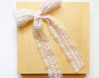 Pink Lace Bow | Etsy