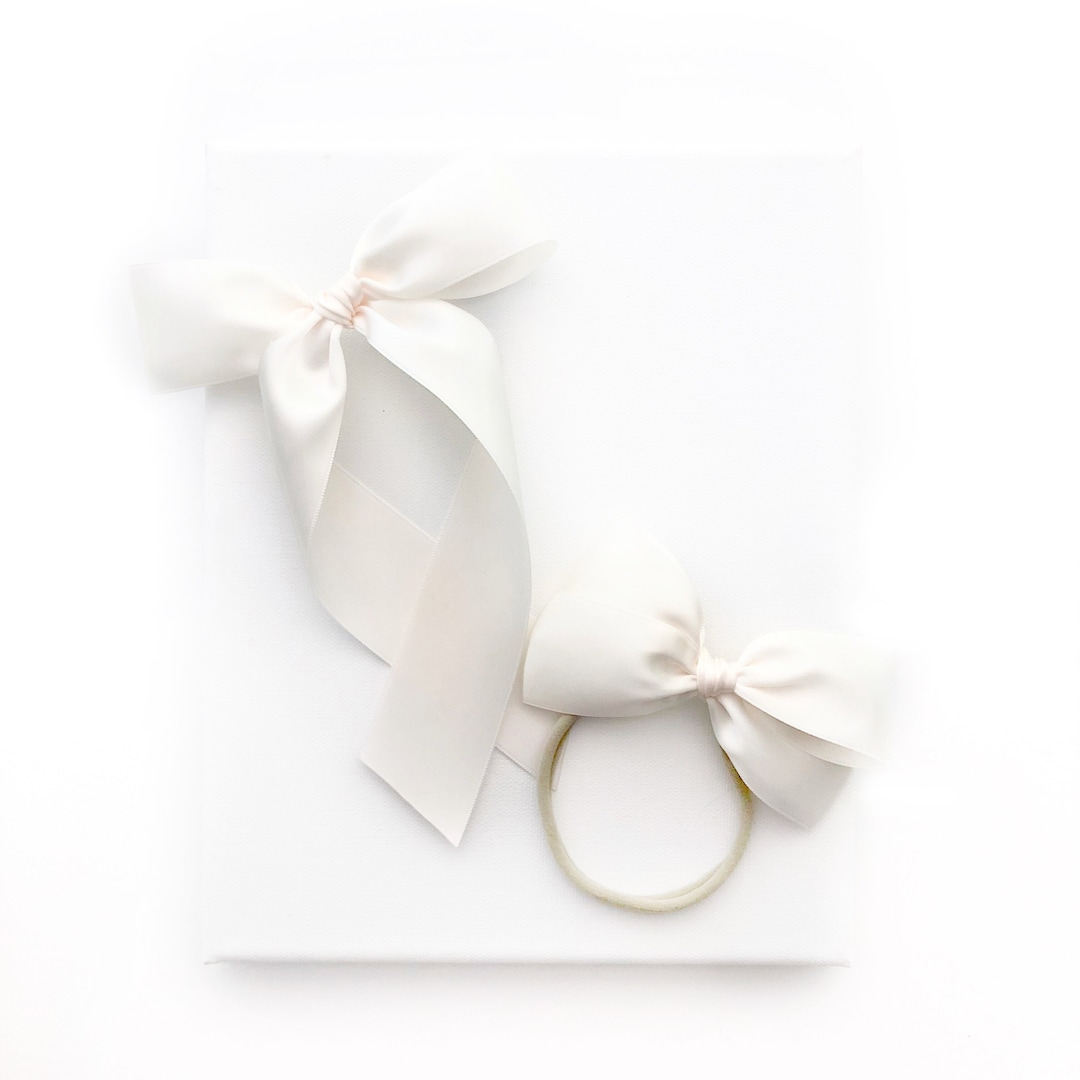 Luxe Satin Bow // Soft White - Etsy