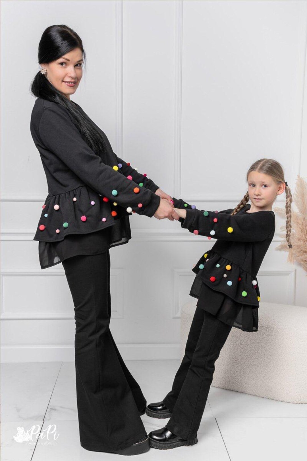 Mother and Girl Black Funky Matching Blouses - Xmas Matchy Sweatshirts ...