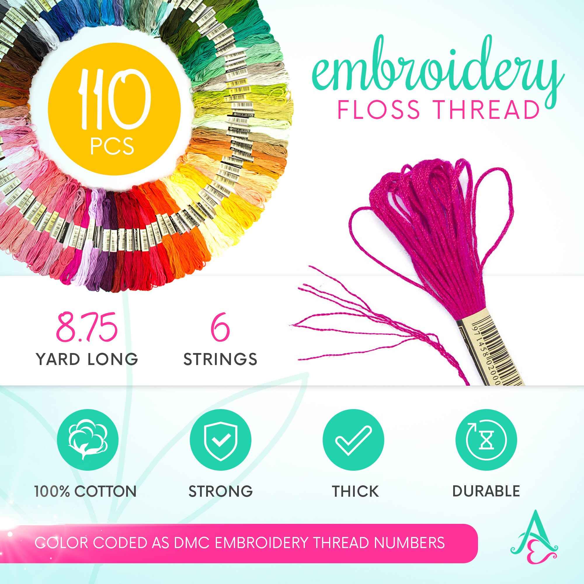 Embroidery Thread 110 Colors Coded as DMC Embroidery Floss Friendship ...