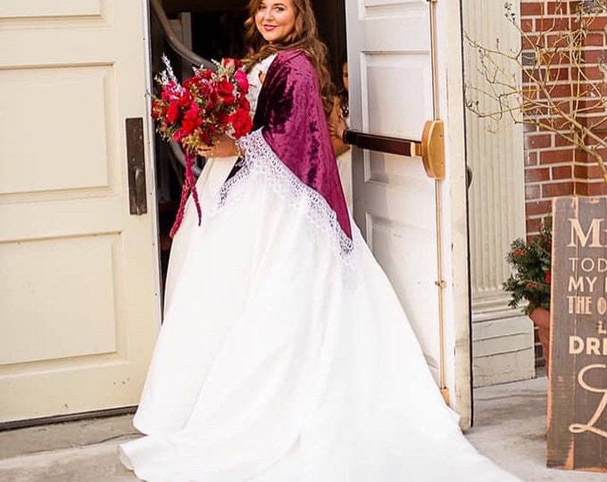 Plum Bridal Shawl, Wedding Shrug, Winter Wrap Coverup, Velvet Shawls ...