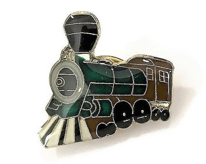1980's Vintage LOCOMOTIVE TRAIN Pin + Backs ~ Brass ~ Glossy Hard ...
