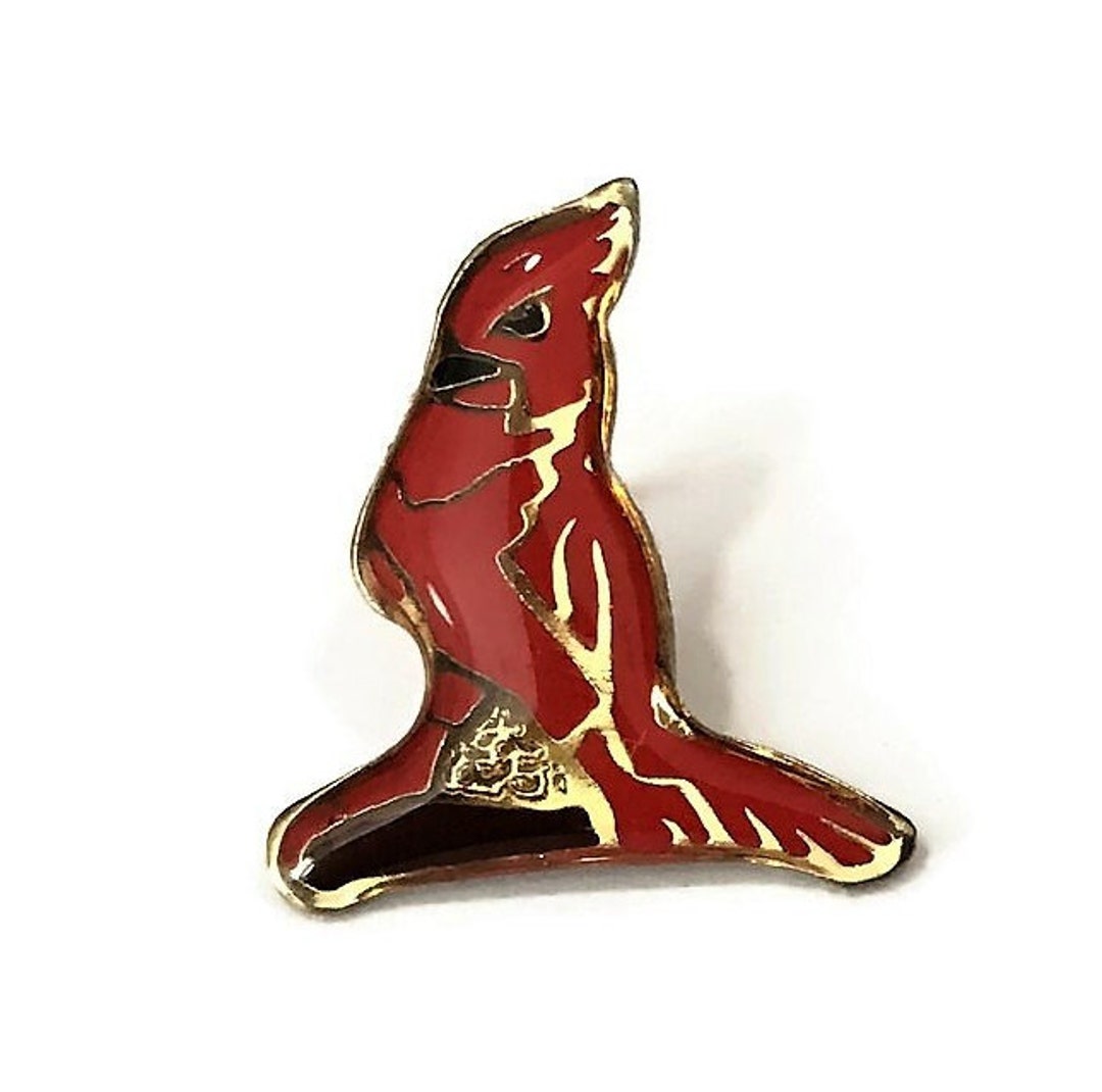 1988 Vintage CARDINAL Pin + Backs ~ Brass ~ Glossy Domed Enamel ~ Rare ...