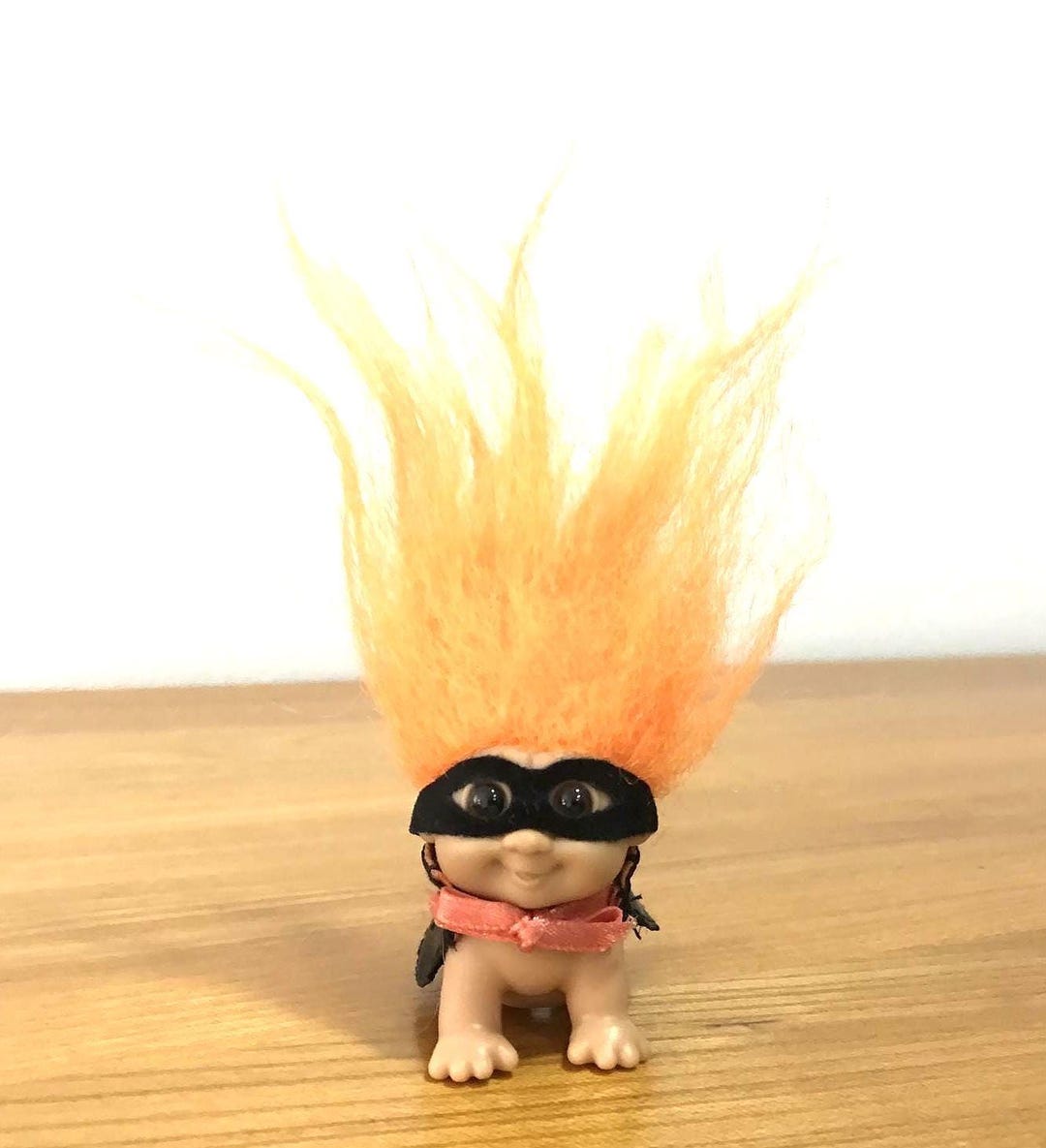 Vintage TROLL DOLL! Orange Hair Brown Eyes ~ 2 Inch Body ~ Crawling ...