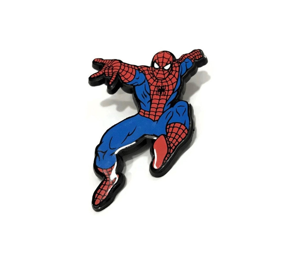 Vintage SPIDERMAN Pin backs NEW Glossy Enamel Hard Plastic Rare Spidey ...