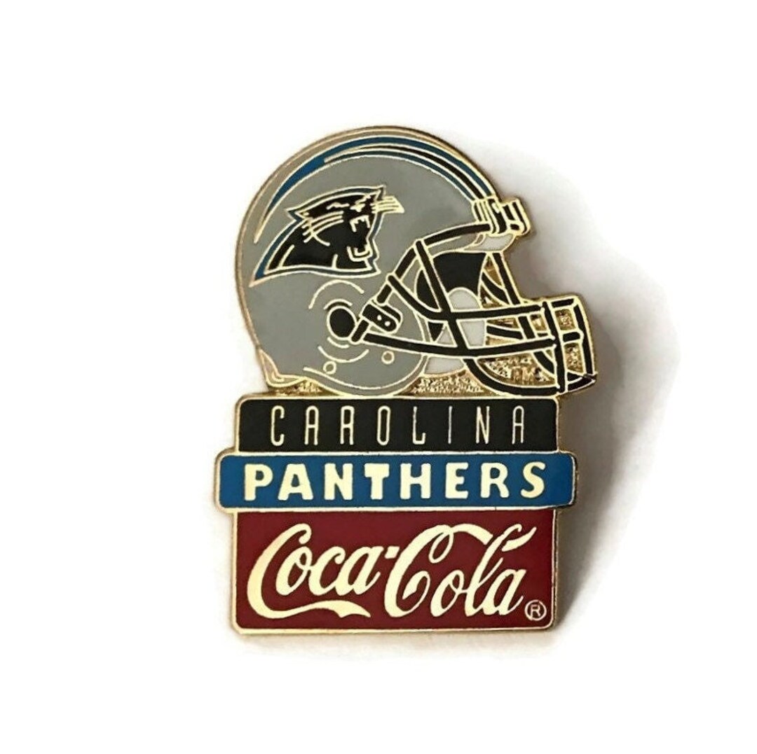 Vintage PANTHERS Pin +backs ~ New ~ NFL Football Coca Cola Helmet ...