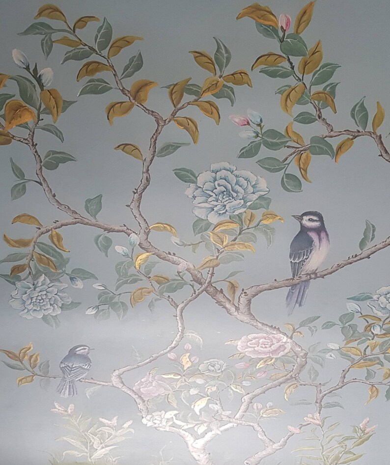 Chinoiserie Hand Painted Wallpaper Luxury Wallpaper Artisan - Etsy