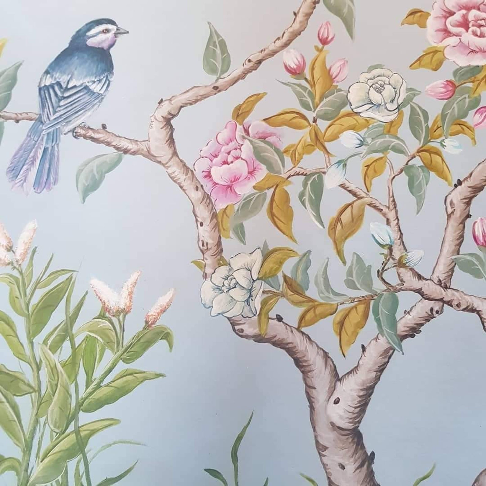 Chinoiserie Hand Painted Wallpaper Luxury Wallpaper Artisan - Etsy