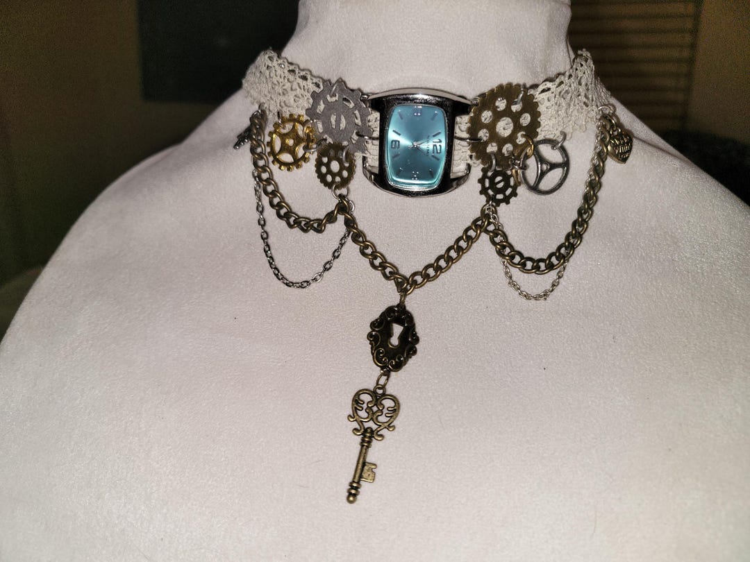 Key to Time Steampunk Choker, Vintage Style Time Key Steampunk Choker ...