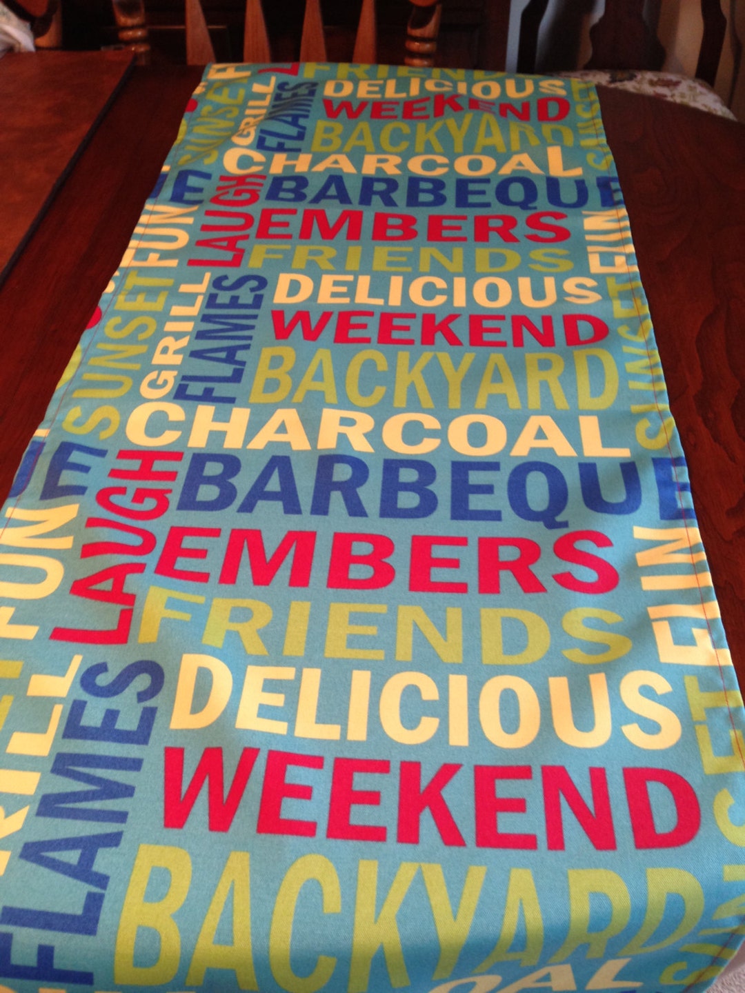 Barbecue Table Runner, Sideboard Runner, Kitchen Linen, Table Runner ...