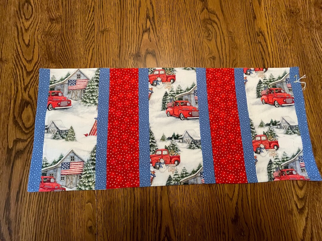 Red Truck Table Runner - Etsy