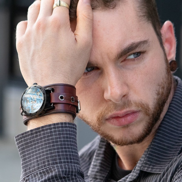 Leather Cuff Watch - Etsy