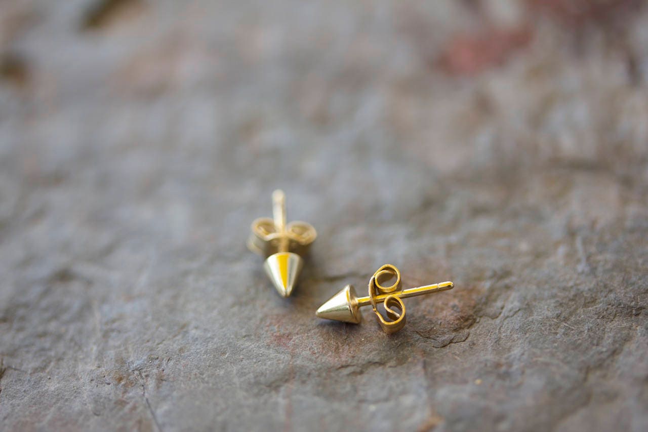 14k Gold Plated on Sterling Silver Arrow Head/spike Post - Etsy