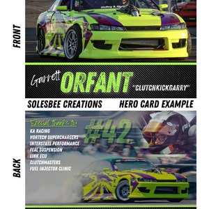 Custom Racing Hero Cards / 2 Sided Design for 5x7 Cards / Digital ...