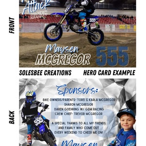 Custom Racing Hero Cards / 2 Sided Design for 5x7 Cards / Digital ...