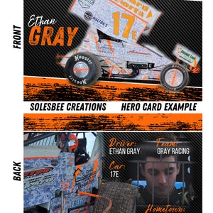 Custom Racing Hero Cards / 2 Sided Design for 5x7 Cards / Digital ...
