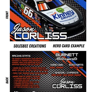 Custom Racing Hero Cards / 2 Sided Design for 5x7 Cards / Digital ...
