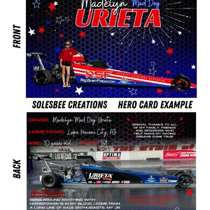 Custom Racing Hero Cards / 2 Sided Design for 5x7 Cards / Digital ...