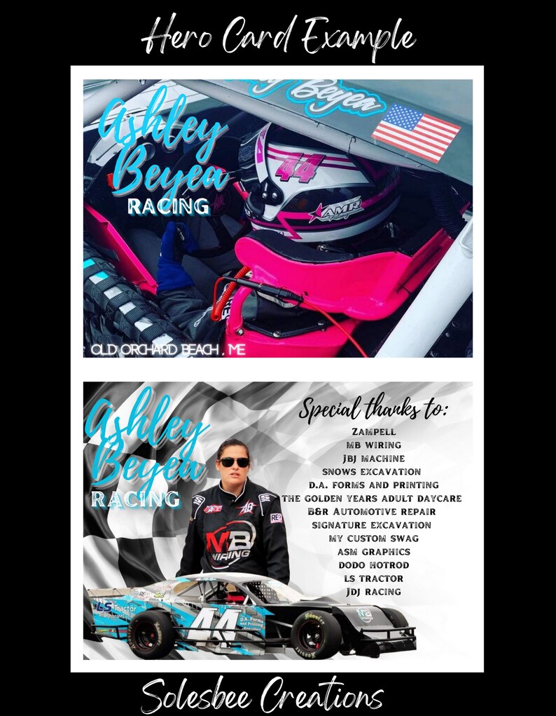 Custom Racing Hero Cards 2 Sided Design Digital Download for - Etsy