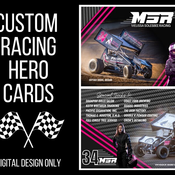 Racing Hero Card Template - Etsy