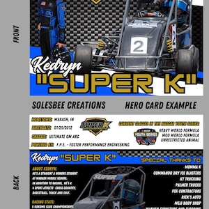 Custom Racing Hero Cards / 2 Sided Design for 5x7 Cards / Digital ...
