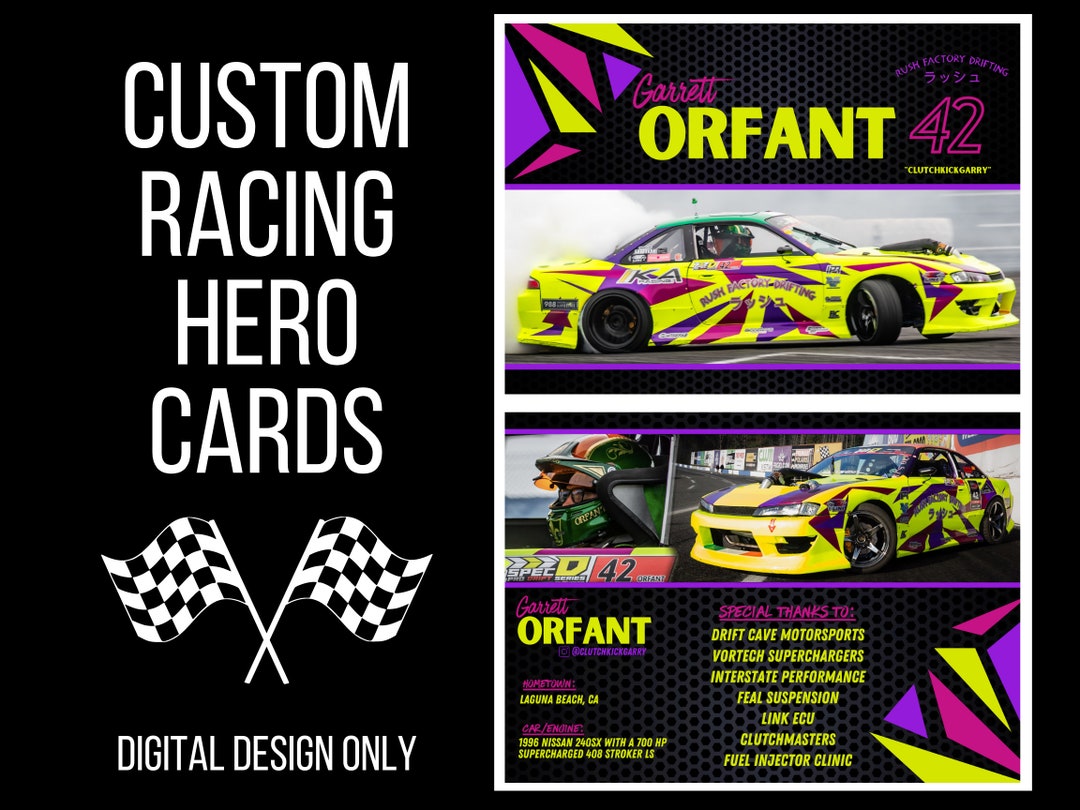 Custom Racing Hero Cards / 2 Sided Design for 5x7 Cards / Digital ...