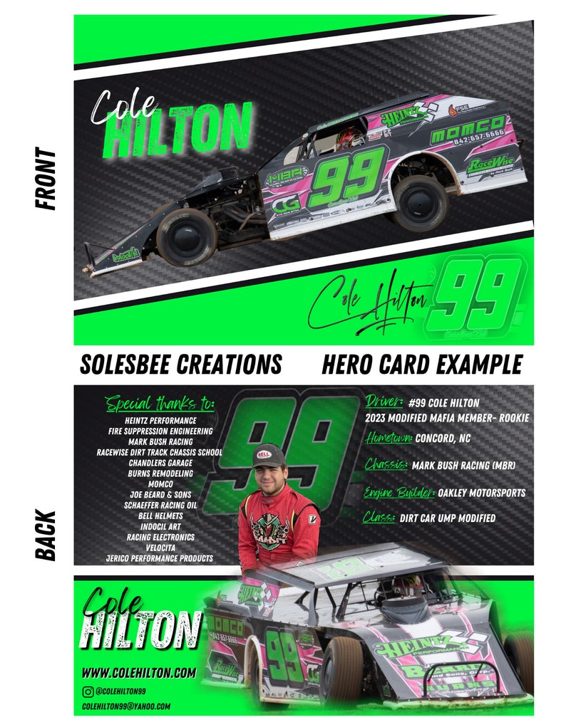 Custom Racing Hero Cards / 2 Sided Design for 5x7 Cards / - Etsy