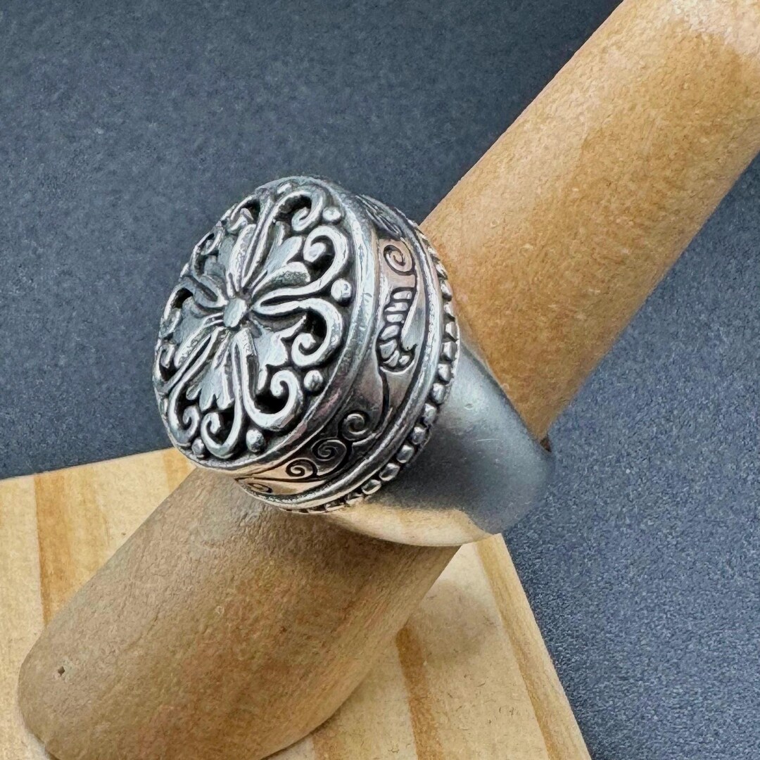 Vintage Brighton Chunky 925 Sterling Silver Dome Scroll Ring - Etsy