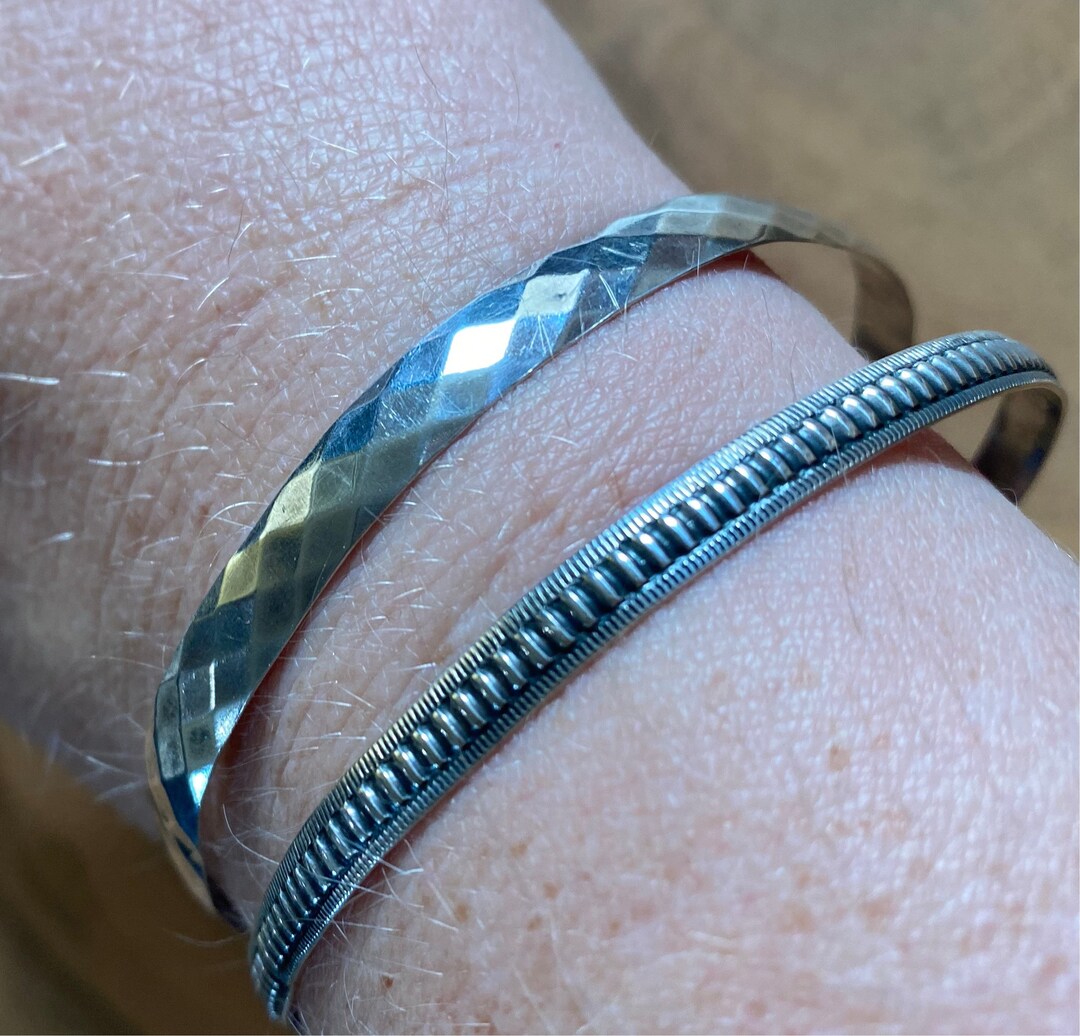 2 Sterling Silver Bangle Bracelets - Etsy