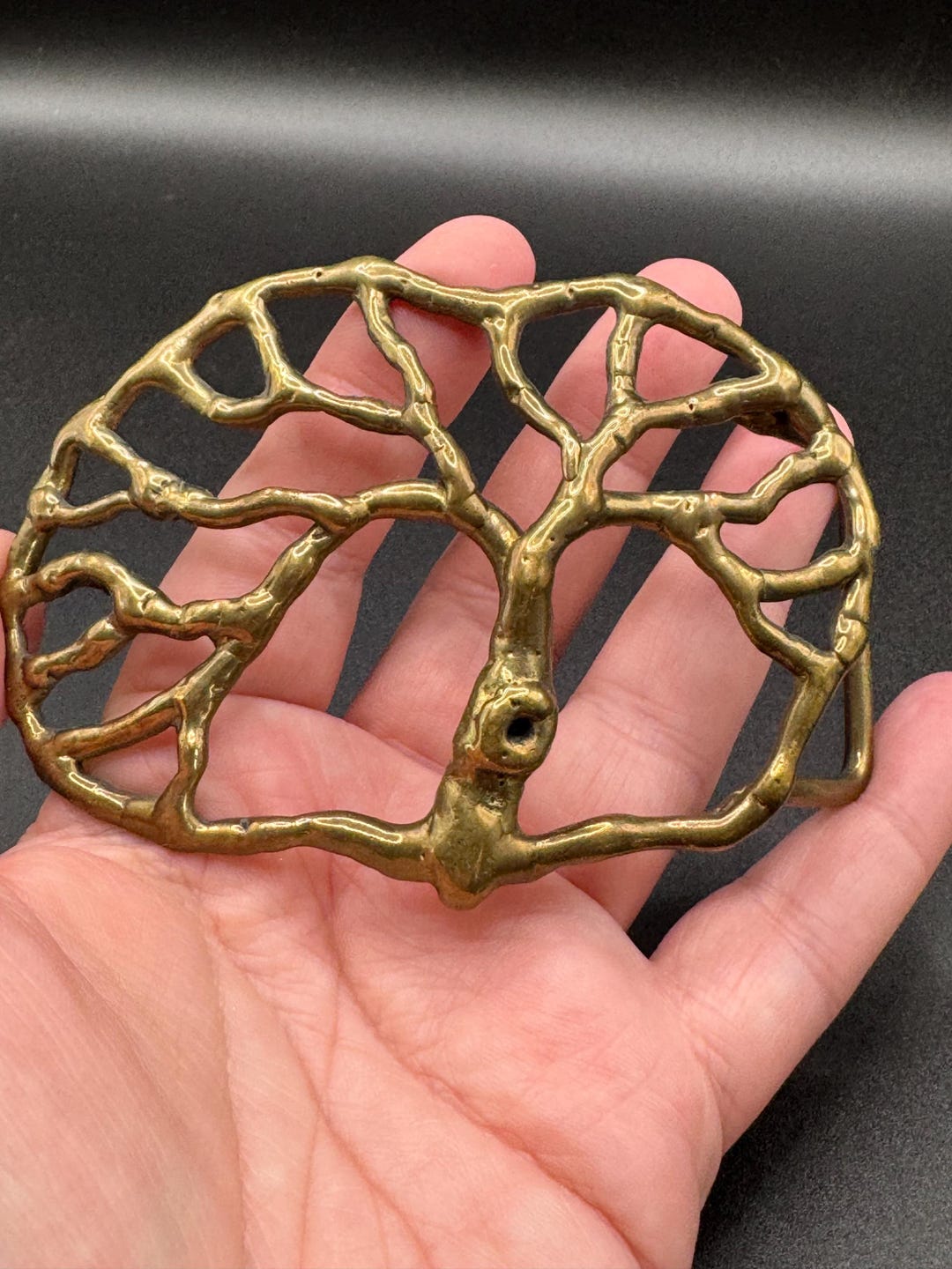 Vintage Brutalist Brass Tree Belt Buckle - Etsy