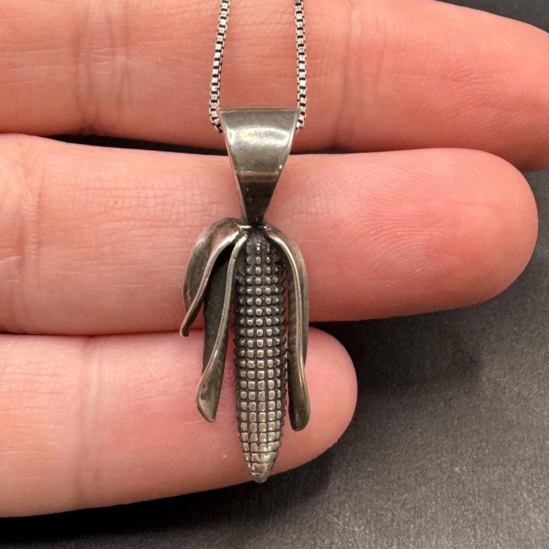 Vintage Native American Sterling Silver Corn Pendant Necklace - Etsy