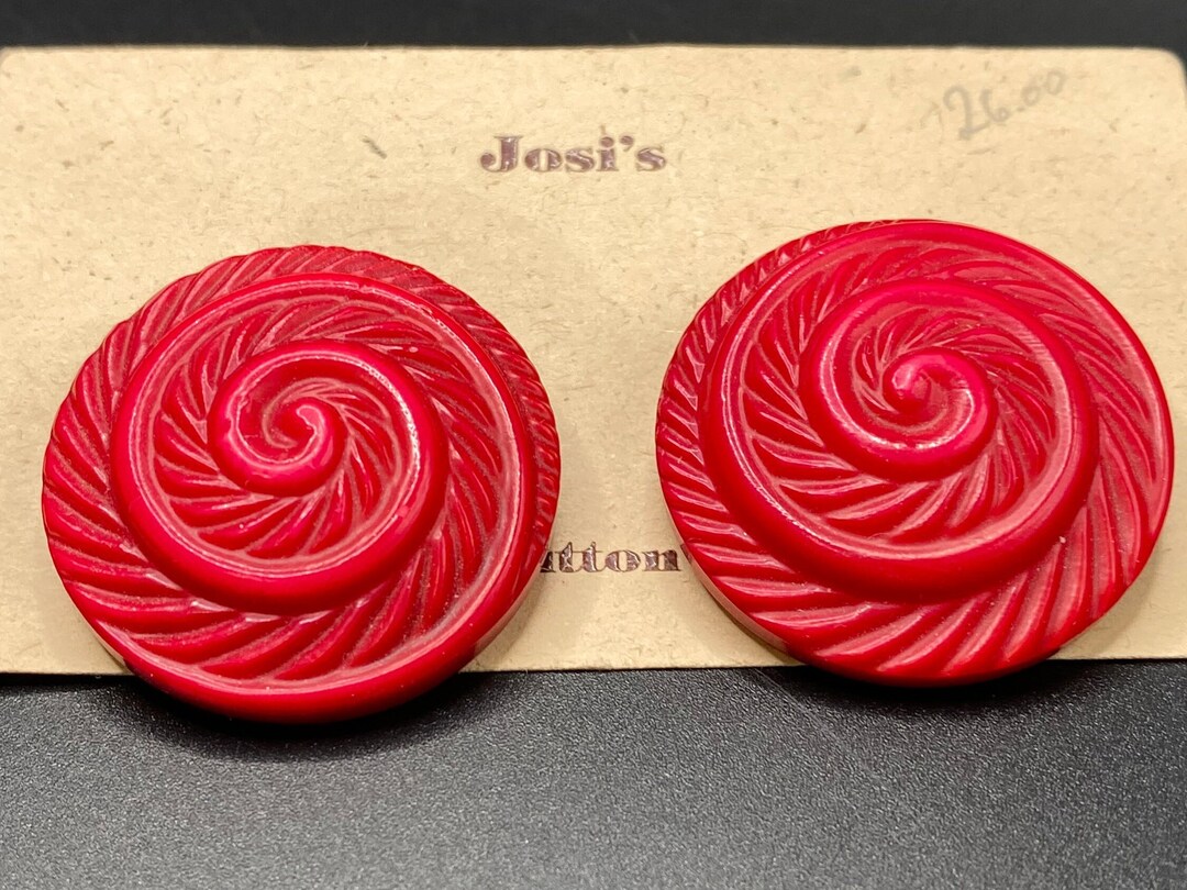 Vintage Retro Red Plastic Button Clip on Earrings - Etsy