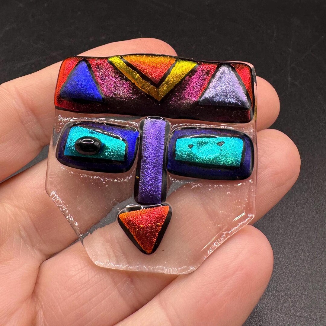 Vintage Modernist Fused Glass Face Brooch - Etsy