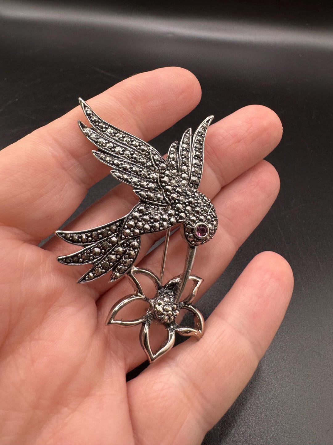 Vintage Avon Silver-tone Hummingbird Brooch With a Faux Marcasite ...