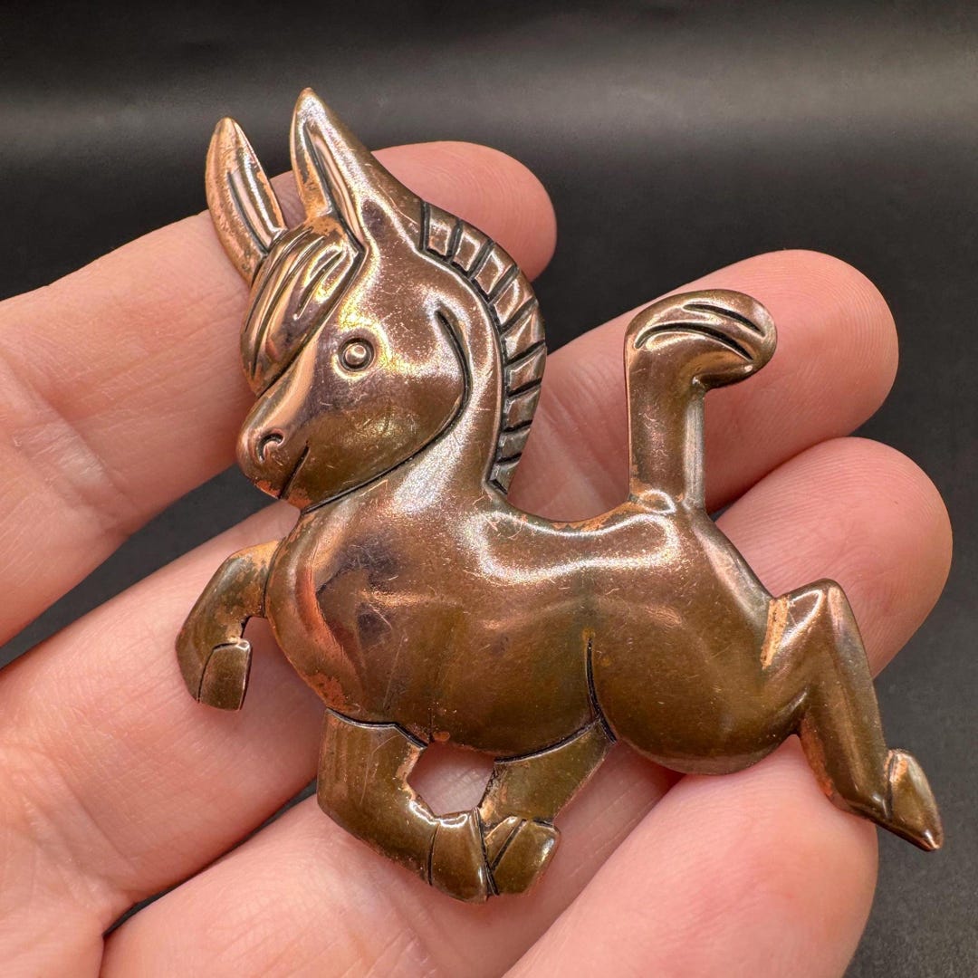 1950s Prancing Donkey COPPER Brooch/pin VINTAGE - Etsy