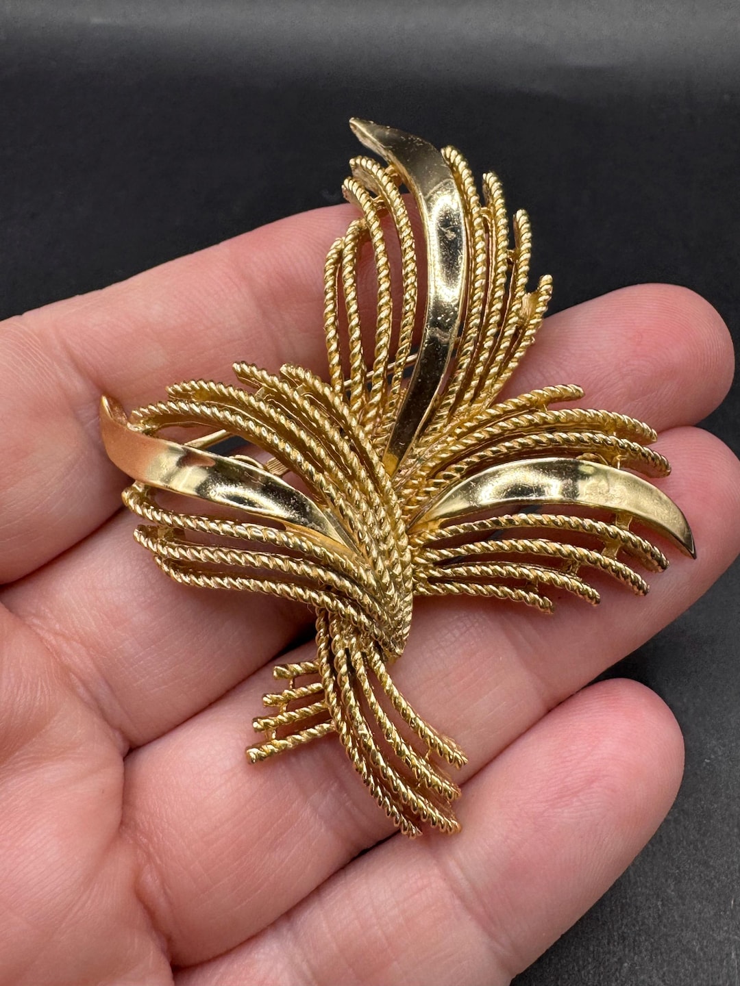 Vintage Trifari Brushed Gold Tone Crown Wheat Fleur De Lis Blooming ...